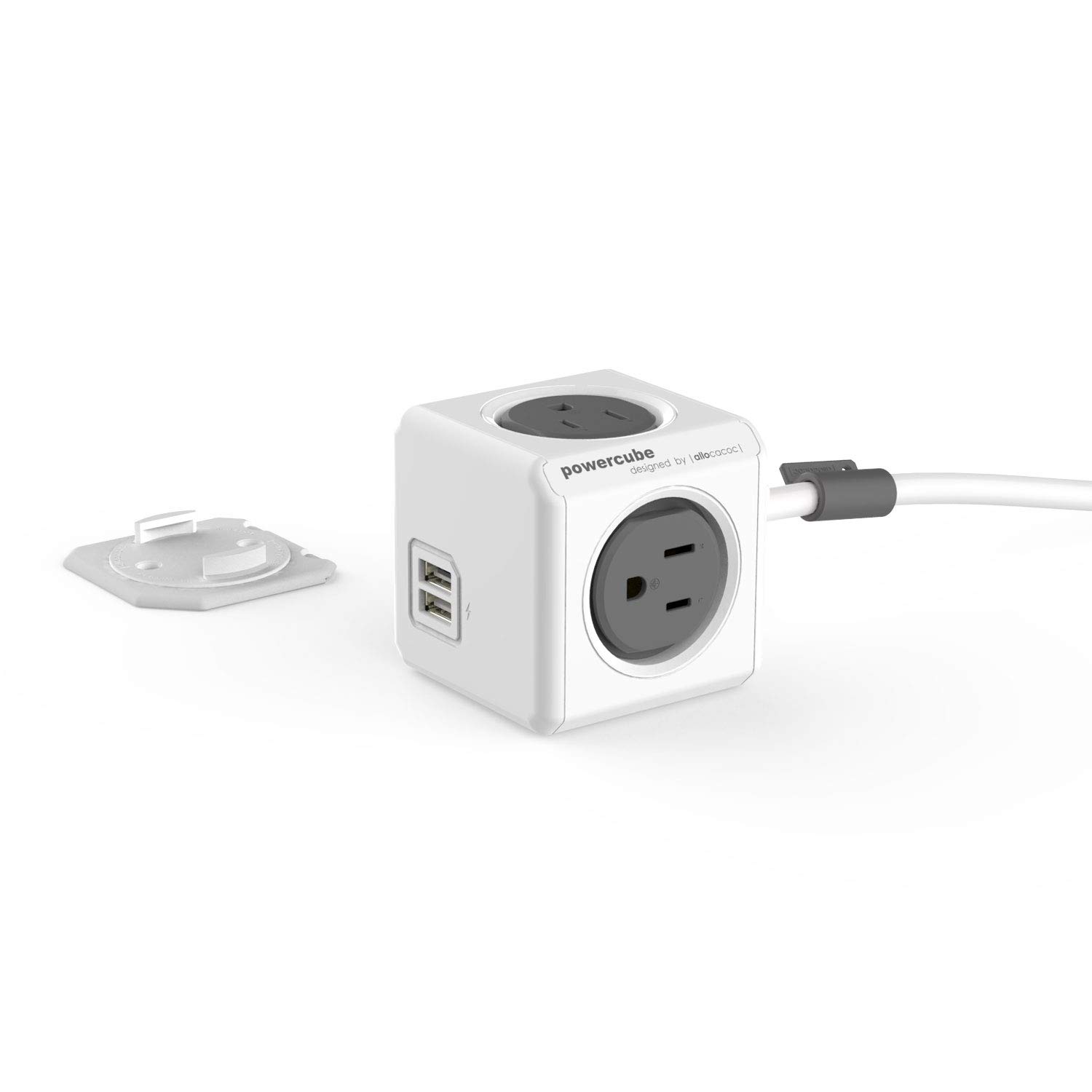 Power Strip, Allocacoc PowerCube |Extended|, 4 Outlets 2 USB Ports, 5 ...