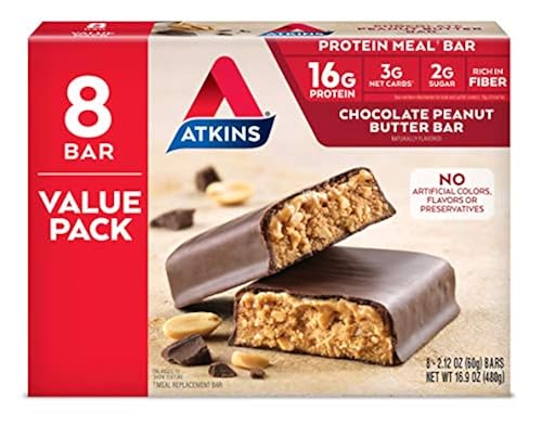 Atkins Chocolate Peanut Butter Protein Meal Bar. Rich in Fiber. Keto ...