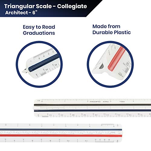 Pacific Arc Architectural Scale Ruler, 6" Scale Ruler for Architectural ...