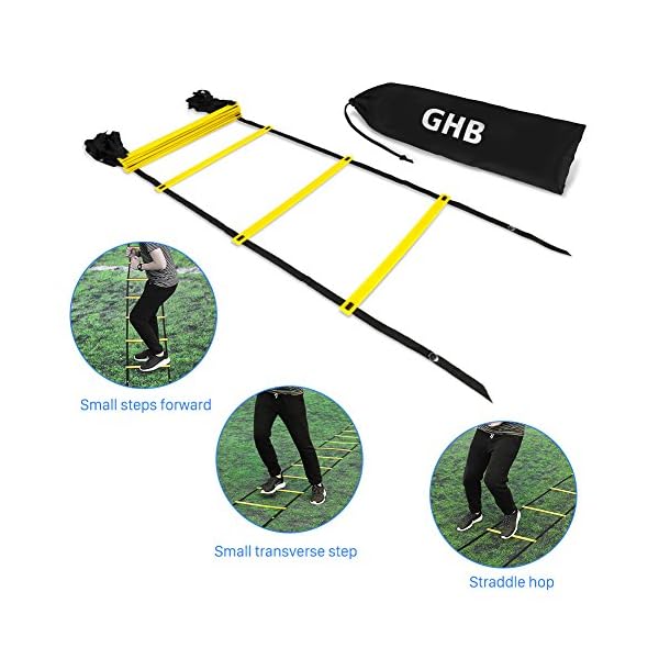 GHB Pro Agility Ladder Agility Training Ladder Speed 12 Rung 20ft with Carrying Bag - Deportivos.com