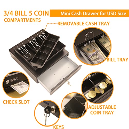 13'' Cash Drawer, cash box with money tray and lock,3/4 Bill 5 Coin ...