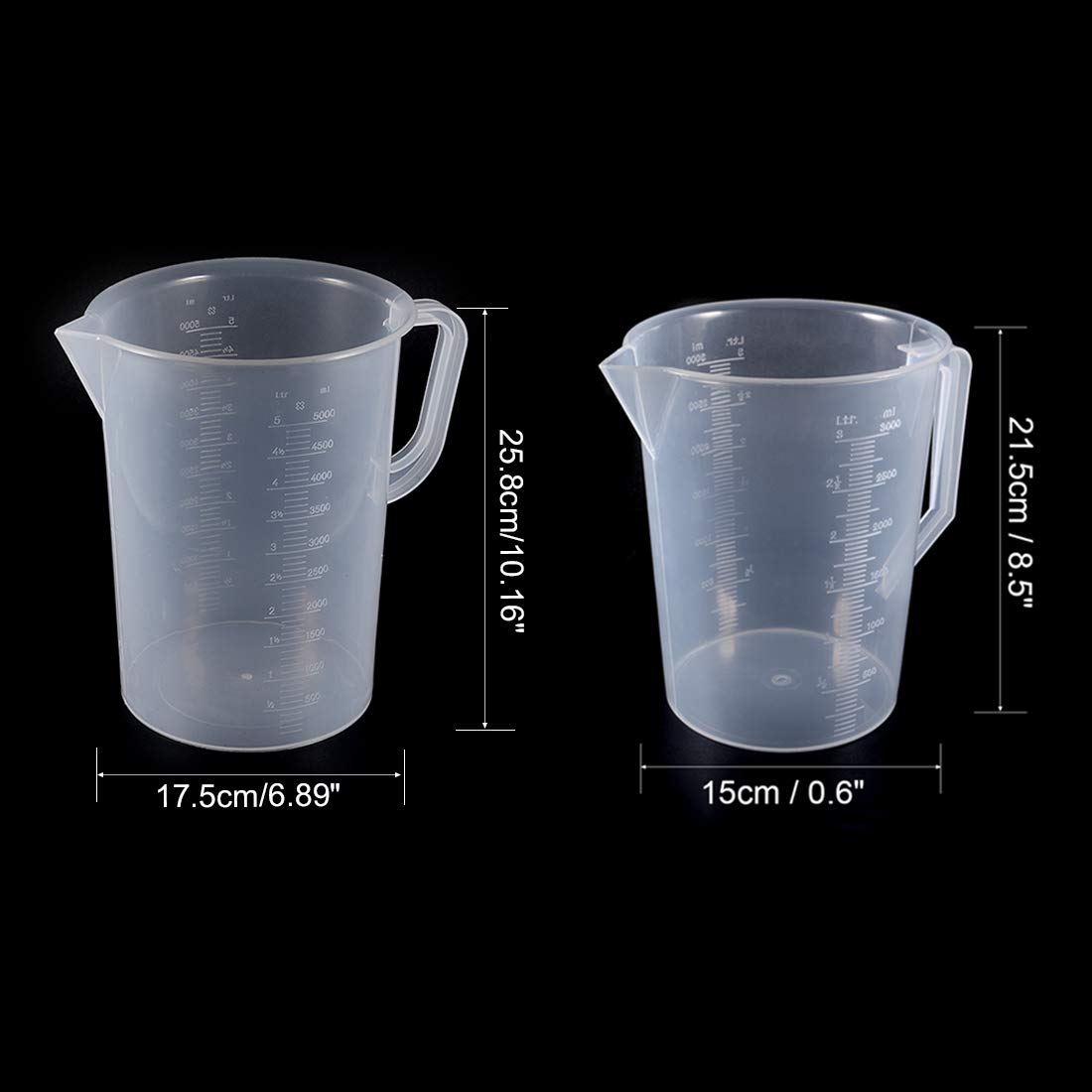 sourcing map Measuring Cup 5000ml 3000ml 2000ml 1000ml 500ml 300ml 250ml Set of 7, PP Plastic ...