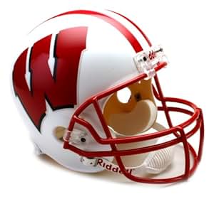 Amazon.com : NCAA Wisconsin Badgers Deluxe Replica Football Helmet ...