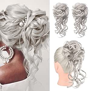 Amazon.com : HOOJIH 2PCS Messy Bun Hair Piece, Tousled Updo with ...