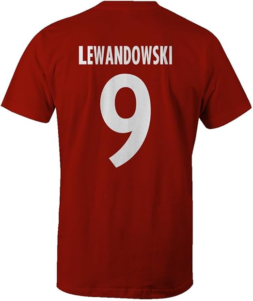 Robert Lewandowski 9 Club Player Style T-Shirt Red/White: Amazon.co.uk ...