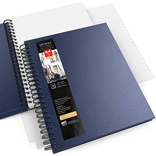 Arteza Watercolor Sketchbooks, 9x12-inch, 2-Pack, Blue Hardcover Journal, 64 Sheets, 140lb ...