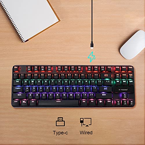 E-YOOSO Mechanical Keyboard LED Backlit Gaming Keyboard with Blue ...
