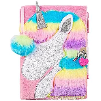 Amazon.com: Justice Faux Fur Unicorn Diary / Journal with Heart Lock ...