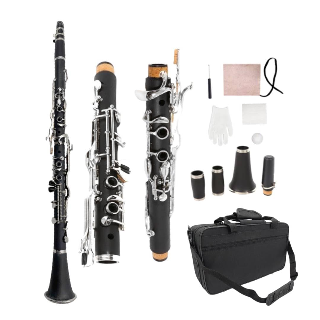 WUQIMUSC Professional Clarinet Ebonite Wood Nickel Plated Keys with ...