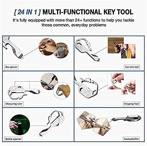 24- in-1 Multi-Tool Key, Stainless Steel Key Shaped Pocket Tool Outdoor ...
