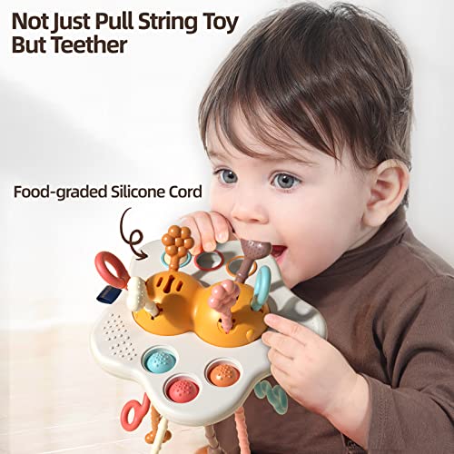 Baby Pull String Activity Toy with Bubble Pop, Montessori Toys for ...