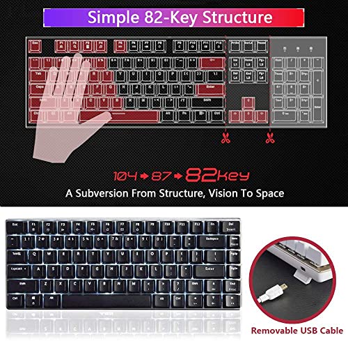 Mechanical Keyboard and Mouse Combo Wired 82 Keys White Backlit Gaming ...