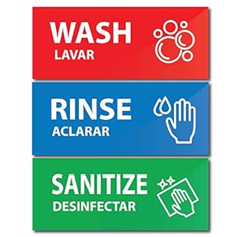 Amazon.com: Wash Rinse Sanitize Sink Labels Self Adhesive Sign For 3 ...