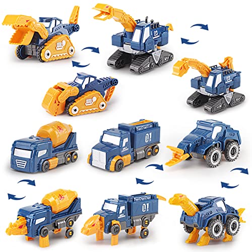 Dinosaur Construction Trucks Vehicle Toy Rescue Bot Magnetic Set, Transform to Big Robot 5-in-1 ...