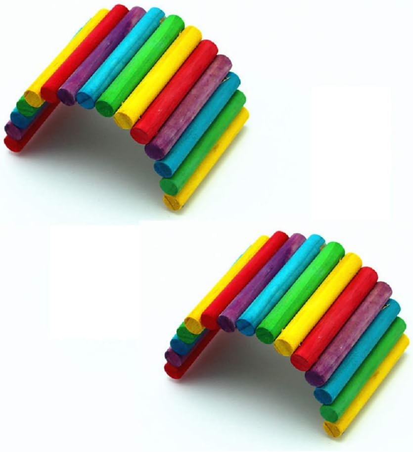 I3C 2 Pcs Wooden Ladder Bridge, Pet Arch Bridge Natural Hideout ...