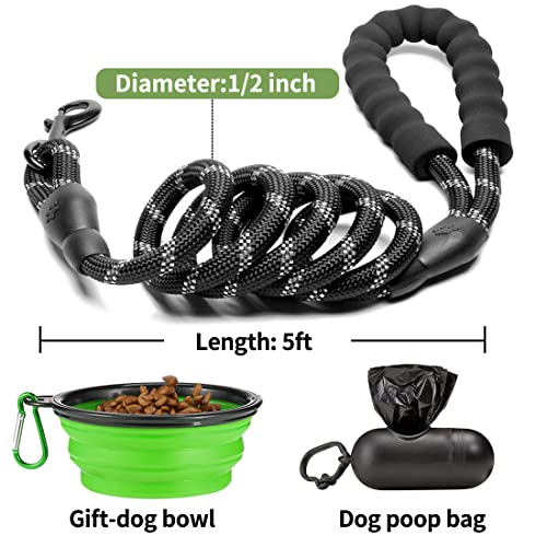 COOYOO 2 Pack Dog Leash 2/5/6 FT Heavy Duty - Comfortable Padded Handle ...