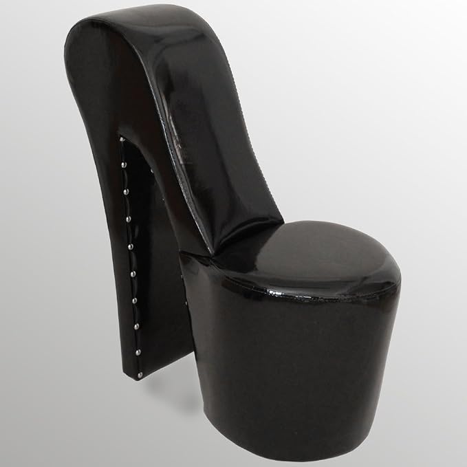 A-93 High Heel talon haut en cuir verni noir Fauteuil contemporain ...