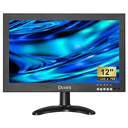 Dcorn 12 Inch Mini Monitor, Small HDMI Monitor 1366 x 768 16:9 IPS ...