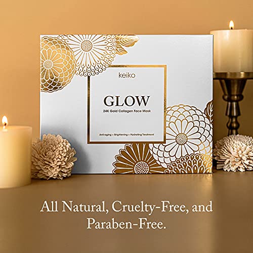 Keiko Glow 24K Gold Collagen Face Mask - Hydrogel Face Sheet Mask with ...