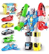 5-in-1 Magnetic Vehicles Playset Toy, Transform into Robot, Mix and ...