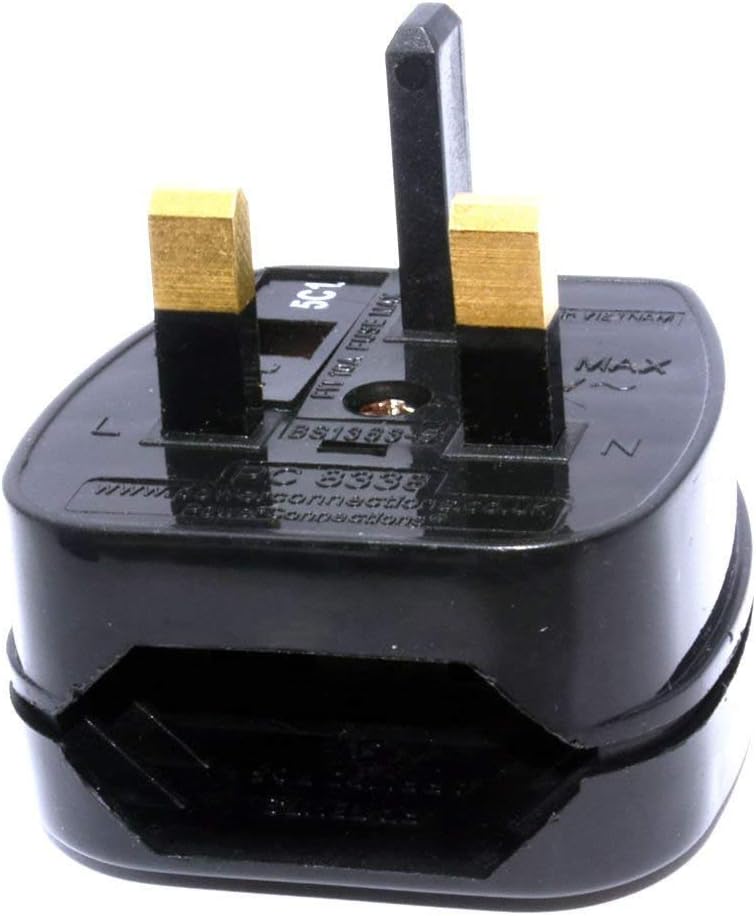 2 Pole Euro Europe EU Plug to Permanent 3 Pin UK Plug Fused Converter ...