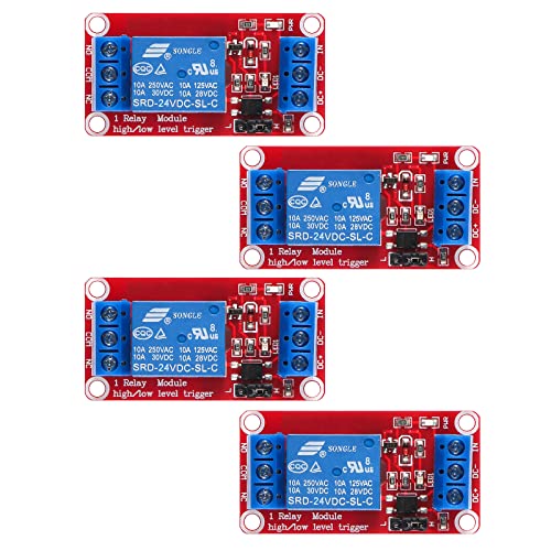 AEDIKO 4pcs DC 24V Relay Module 1 Channel Relay Board with Optocoupler ...
