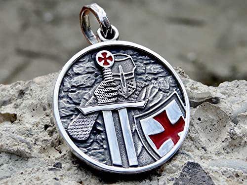 Amazon.com: Knight Templar Pendant Sterling Silver 925 Red Enamel Cross ...