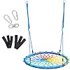 40 inch Vivid Color Spider Web Tree Swing with Swivel Tree Straps Net ...