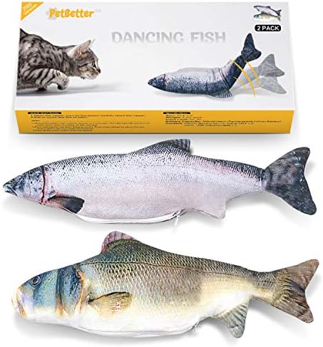 PetBetter 2-Pack Dancing Fish Toy; Interactive Electric Flopping Fish ...