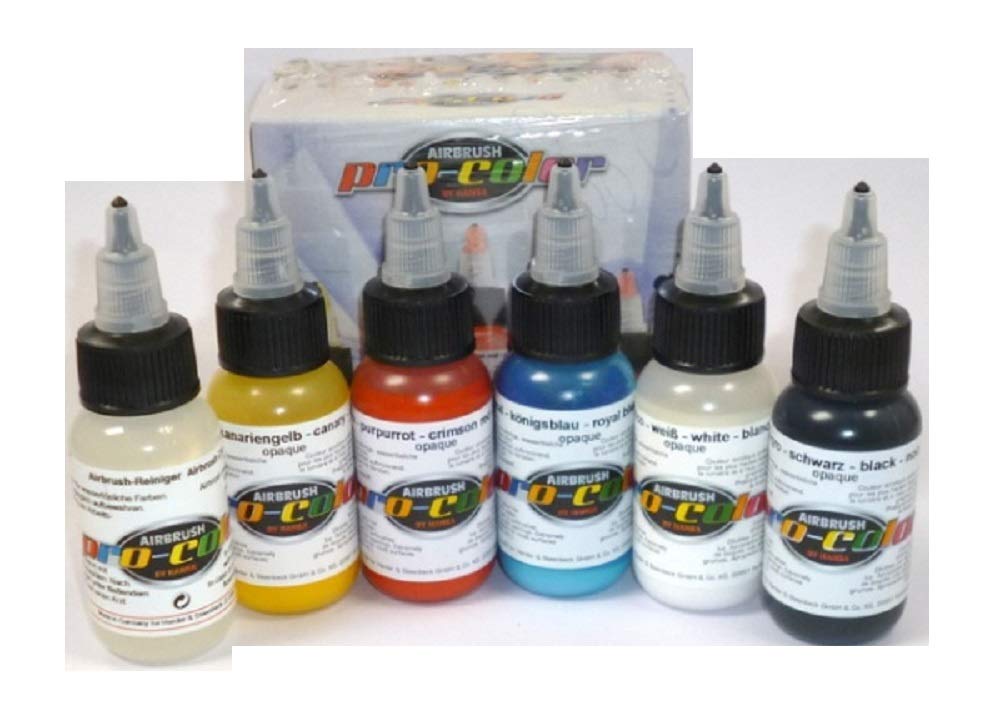 Hansa Pro-Color Kit 5 Opaque Airbrush Colors + 1 Cleaner 30 ml Each ...