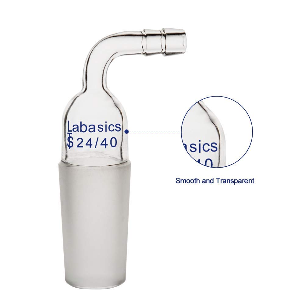 Labasics Glass Bent Inlet Adapter with 24/40 Male Glass Joint and 8mm ...