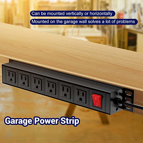 6 Outlets Wall Mount Power Strip, Metal Rack Mount Power Outlet with 6 ...