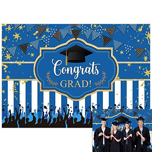 Mua Allenjoy 7x5ft Blue Graduation Backdrop for Photography Banner Gold ...