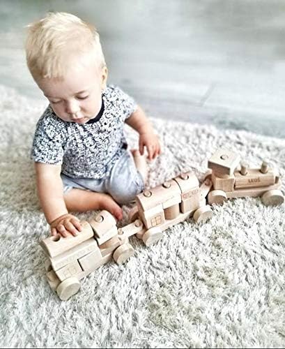 Green Wooden Toys Natural Train Plug Train – 27 pcs. Ecological Toy ...