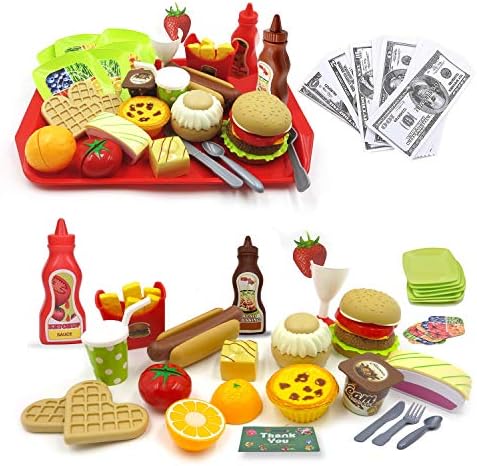 hallodo Toy Food Pretend Play Food Set in Gift Box Fast Food Burger ...