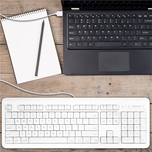Macally Full Size USB Wired Computer Keyboard for Mac, Apple Macbook ...
