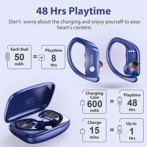 VEATOOL Wireless Earbuds Bluetooth Headphones 48hrs Play Back Sport ...