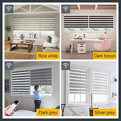 ZSTARR Motorized Blackout Window Blinds Customize Width(25-93 in) Remote Control Wireless Roller ...