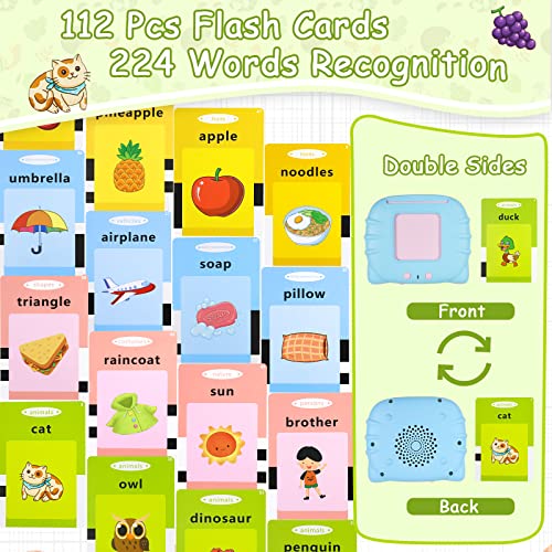 JCREN Talking Flash Cards Learning Toys for 2 3 4 5 Years Toddlers, 112 ...