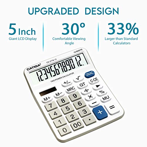 Premium Commercial 12-Digit Large Desktop Calculator with Huge 5-Inch ...