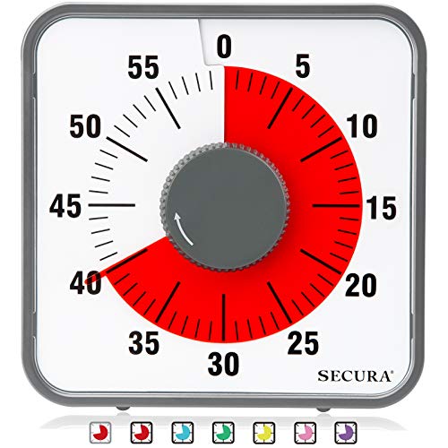 Secura 60-Minute Visual Countdown Timer, 7.5-Inch Oversize Classroom ...