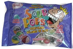 Kerr's Sour Pops Double Fruit Berry Blend Lollipops 50 Count 454g ...