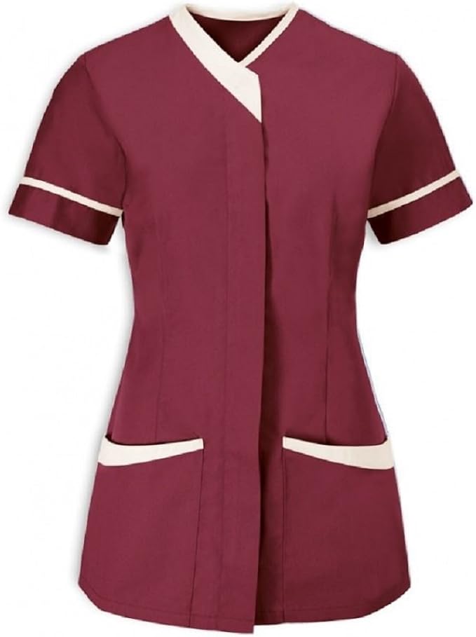 Instex Womens Asymmetrical Tunic Dental Salon Uniform. Maroon/Burgundy ...