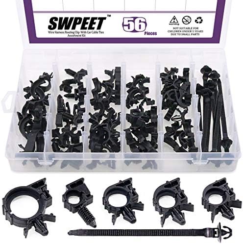 Swpeet 56Pcs Wire Harness Routing Clip Assortment with Car Cable Ties ...