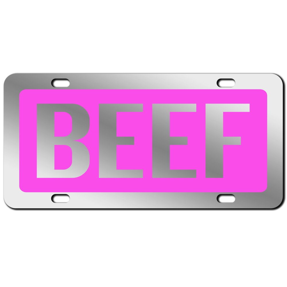 Amazon.com: JASS GRAPHIX Pink Beef License Plate Mirror Acrylic Car Tag ...