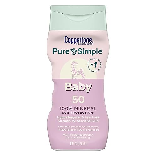 Coppertone Pure and Simple Baby Sunscreen Lotion SPF 50, Zinc Oxide ...