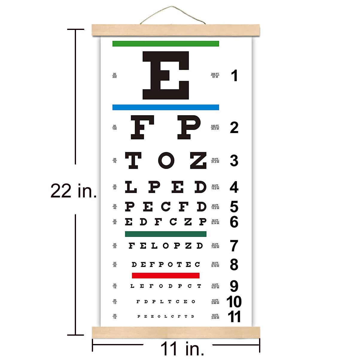 Snellen Eye Chart, Eye Charts For Eye Exams 20 Feet With Wooden Frame ...