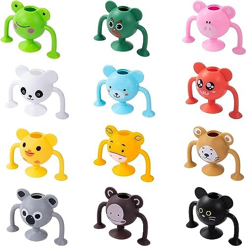 12 Pcs Silicone Suction Toys - Pop Sucker Toys, Soft Silicone Building ...