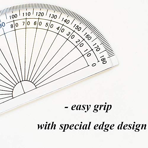 Leline's Plastic Protractor 180 Degree, Student Math Protractors 4 ...