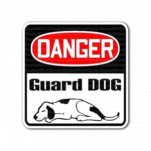 Amazon.com : Danger Guard Dog Funny Safety Sign Sticker : Everything Else